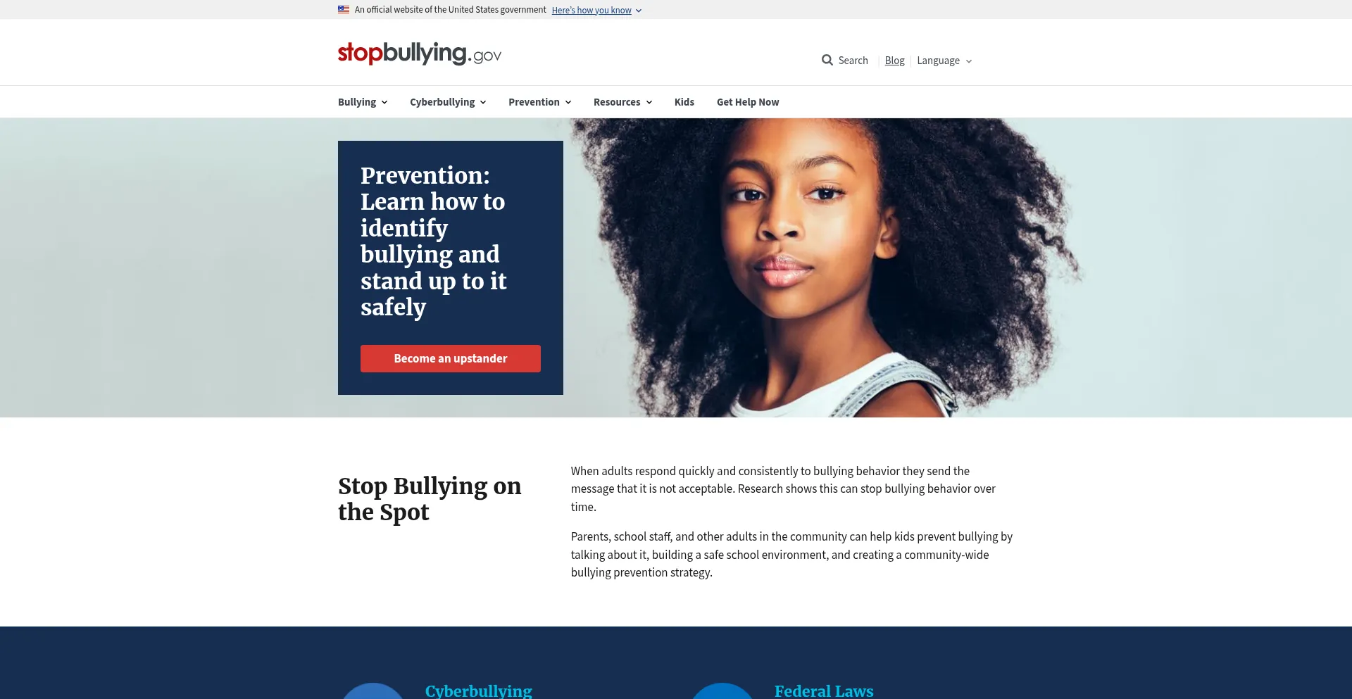 Stopbullying.gov: site governamental oficial (Confiança 90/100)