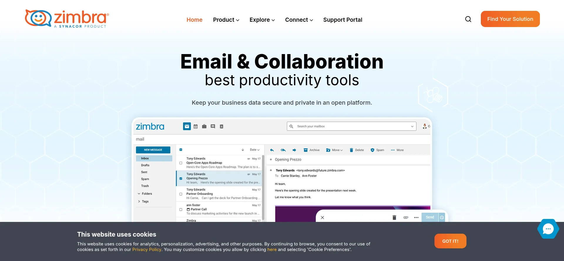 Zimbra.com: revisão de segurança (Confiança 95/100)
